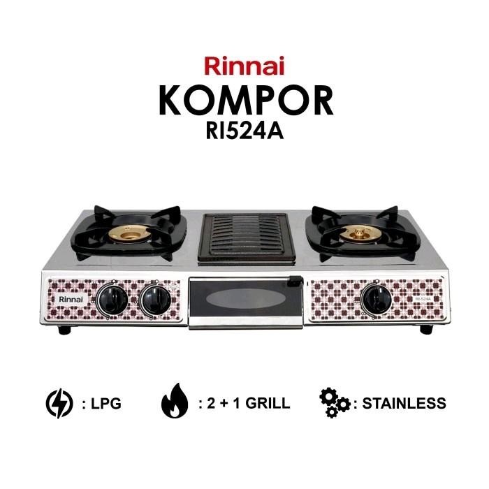 Jual Rinnai Ri 524 A Kompor Gas 2 Tungku + 1 Tungku Grill Pemanggang ...