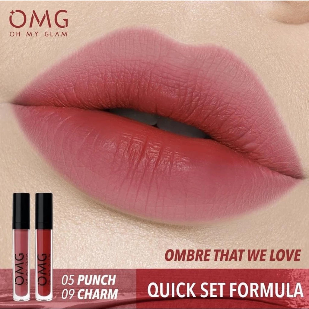 Jual Paket Oh My Glam Matte Kiss Lip Cream - Shade 12 Scarlet + 13 ...