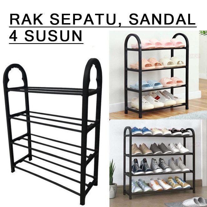 Jual Rak Sepatu Sandal 4 Susun Bahan Plastik Portable Penyimpanan ...