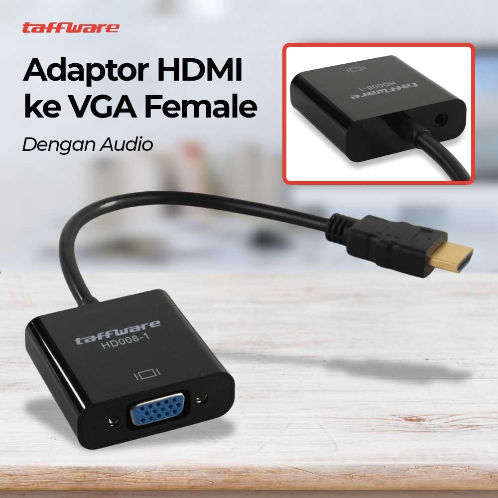 Jual Adaptor HDMI ke VGA Female dengan Audio Taffware HD008-1 ...