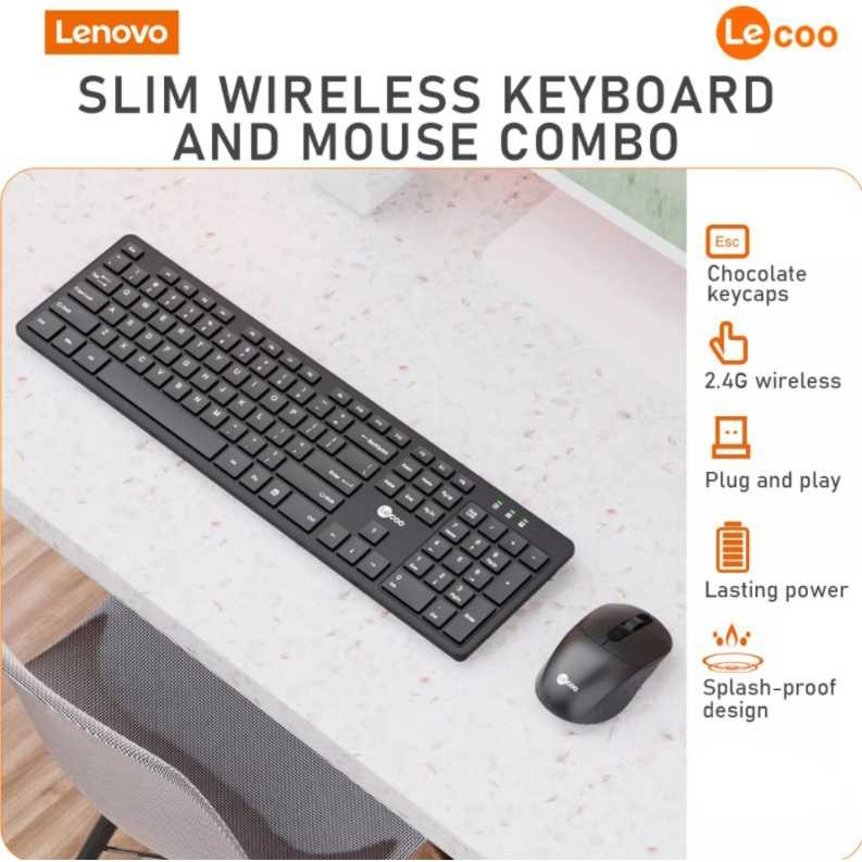 Jual Lenovo Lecoo Keyboard Mouse Wireless Combo Standard Layout - KW201 ...
