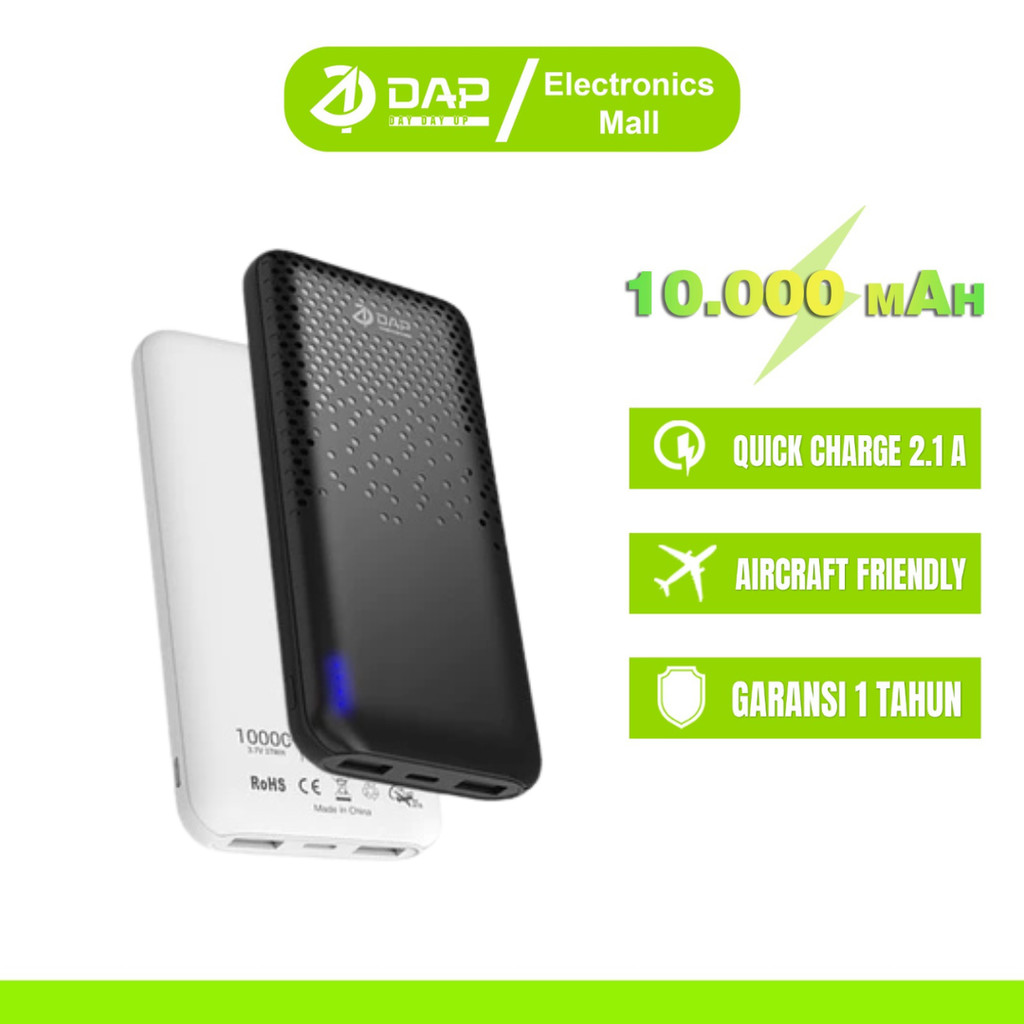 Jual DAP PowerBank 10.000mAh 2.1A D-PB101 Dual Input Port Type C ...