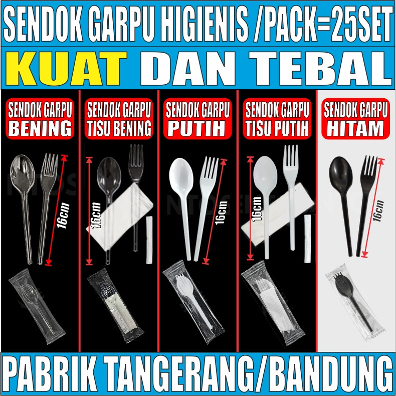 Jual Sendok Garpu Steril Tebal Plastik Tisu Tusuk Gigi Higienis Set ...
