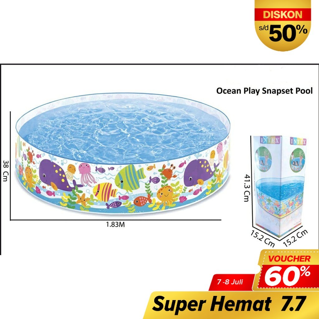 Jual INTEX 56452 Kolam Anak / Kolam Renang Tanpa Pompa 183 cm SNAPSET ...
