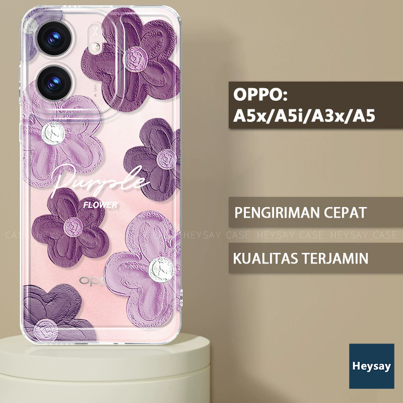 Jual Ungu Bunga Clear Case Hp oppo A3x A5x A5i A5 2025 4G 5G Bunga ...