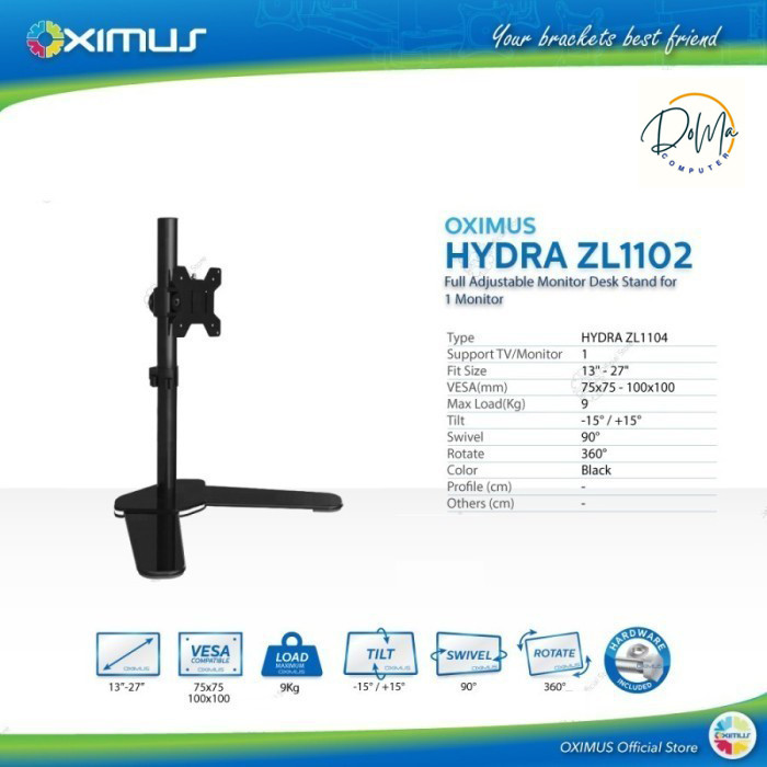 Jual Bracket Meja LCD LED TV Monitor 13- 27" OXIMUS HYDRA ZL1102 Desk ...