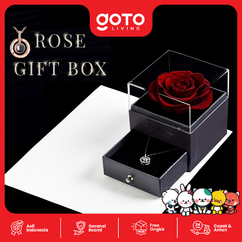 Jual Goto Alexa Gift Box Bunga Mawar Kalung Liontin Kotak Kado ...