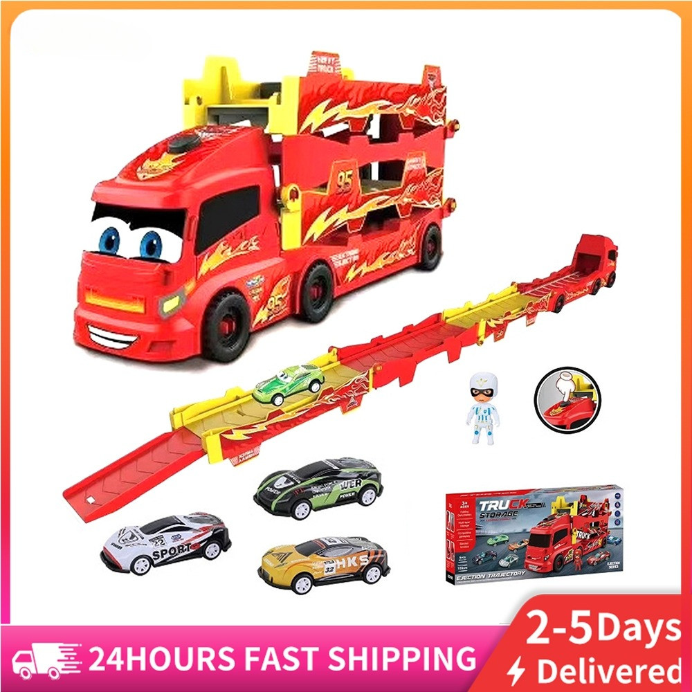 Jual Mengubah trek mobil mainan trek lipat dengan 4 mobil katapult besi ...