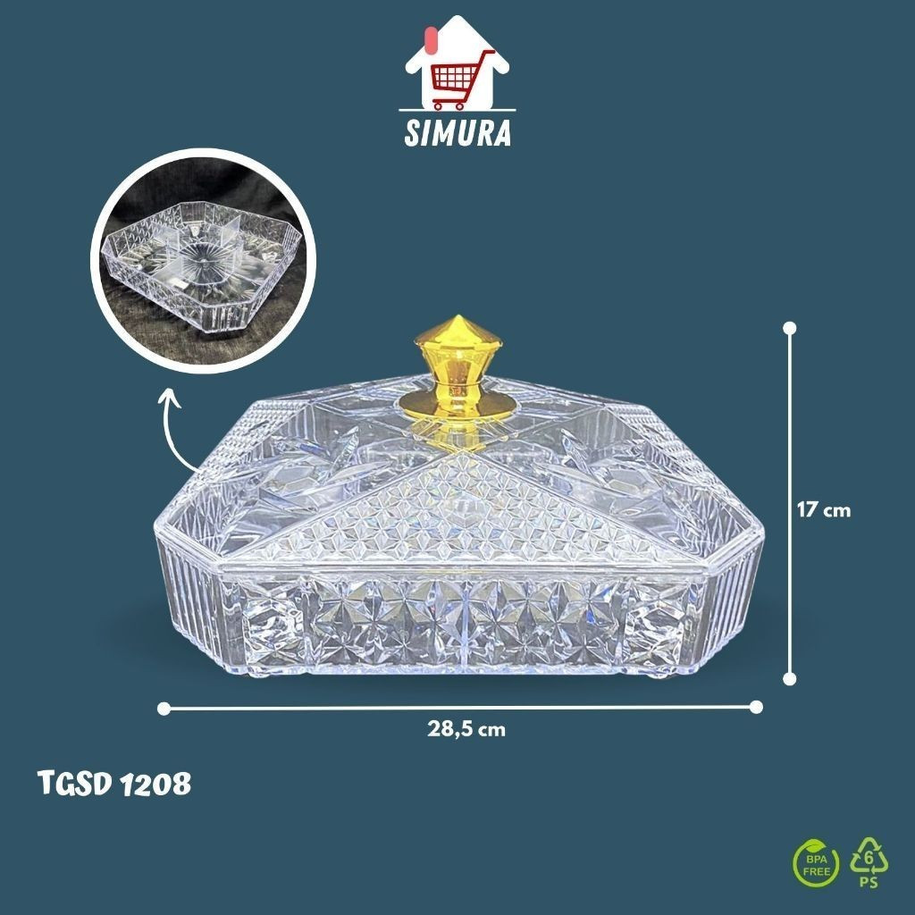 Jual Golden Sunkist Tempat Permen Kristal Food Grade 28,5cm x 28,5cm x ...