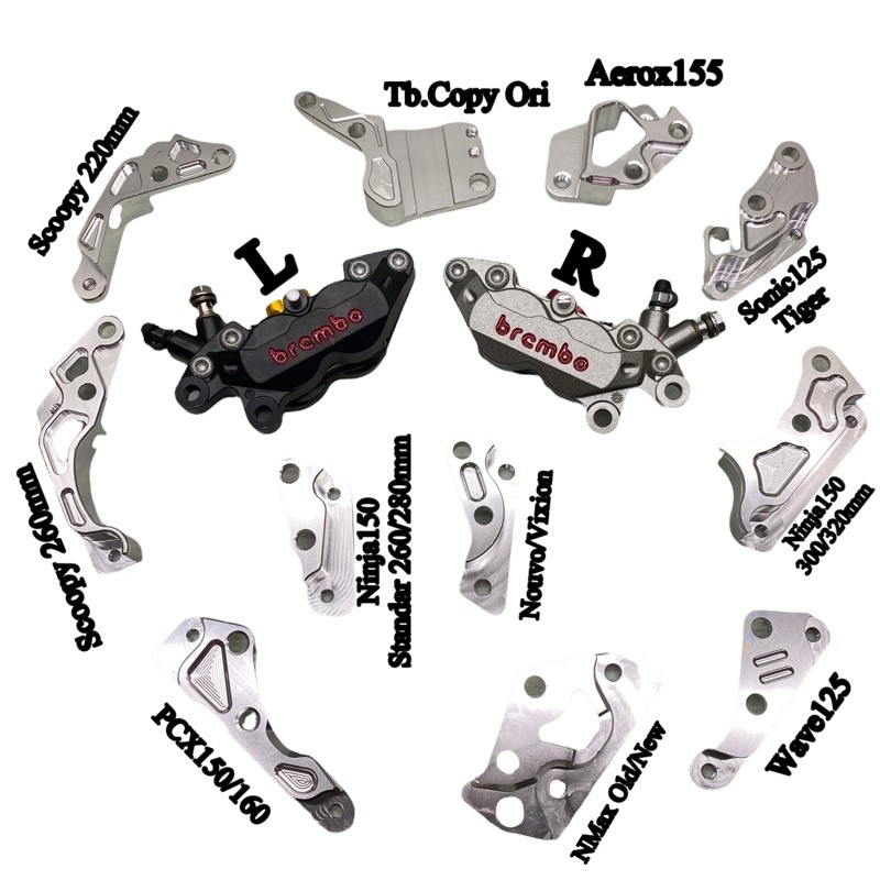 Jual BREKET Kaliper 4Piston BIG POT CNC Axial Mio Beat Scoopy Vario 125 150 160 Ninja150 R RR ...