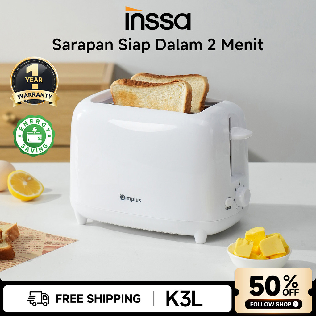 Jual INSSA X Simplus Toaster Pemanggang Roti 2 Slot bakar listrik Multifungsi Toaster Mini ...