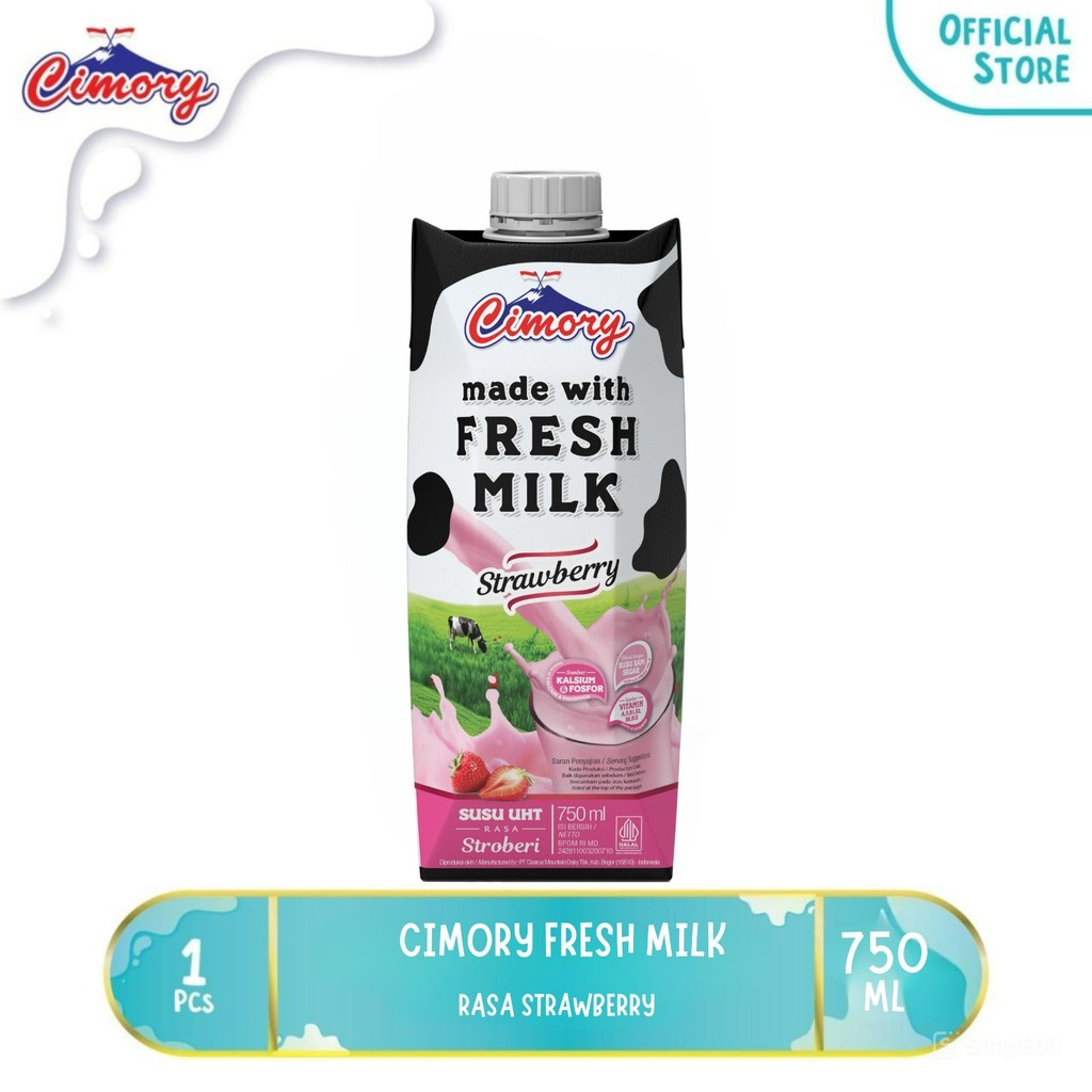 Jual Cimory UHT Milk 750ML Strawberry | Shopee Indonesia