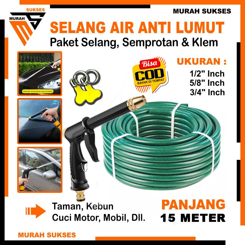 Jual SEPAKET KEPALA SEMPROTAN SELANG AIR HIJAU ANTI LUMUT 15 METER JET ...