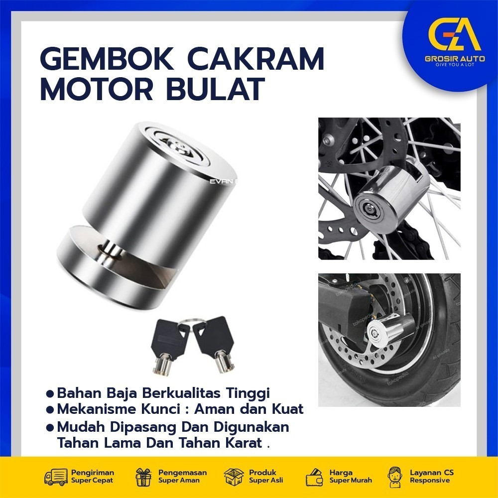 Jual Gembok Cakram Motor Bulat Anti Maling Gembok Disk Lock Motor ...