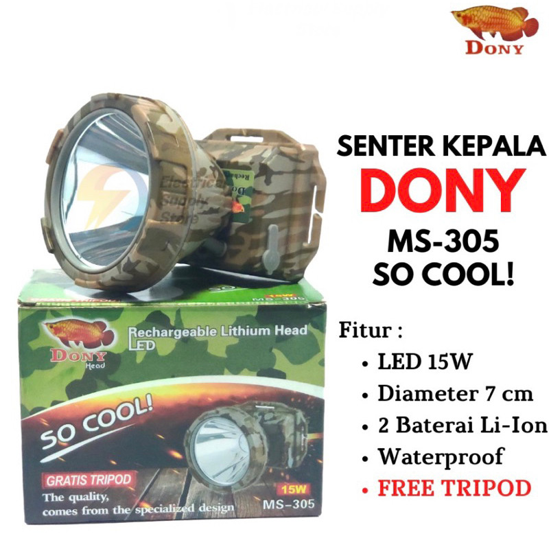Jual SENTER KEPALA DONY LED MS-305 15W 15watt So Cool ORIGINAL HEADLAMP ...