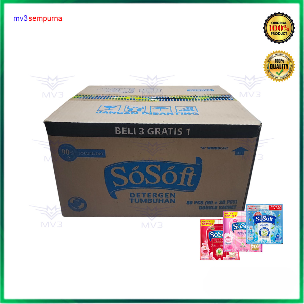 Jual SO SOFT Liquid Detergent Double Sachet 1 Dus | Shopee Indonesia