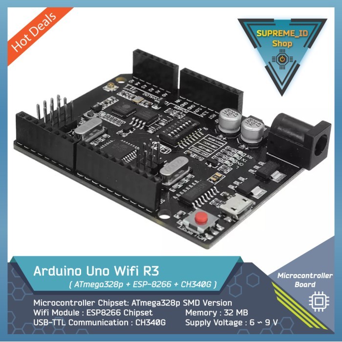 Jual DS99 Arduino Uno Wifi R3 + ESP8266 Dev Board (32 MB Memory) USB-TTL CH340G | Shopee Indonesia