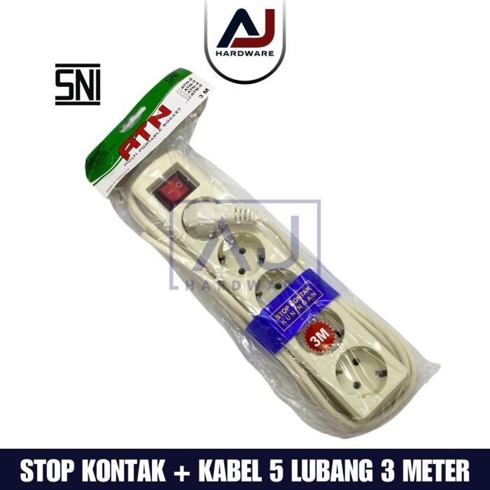 Jual Stop Kontak + Kabel 5 Lubang 3 Meter 3M Colokan Listrik Stopkontak Kabel | Shopee Indonesia