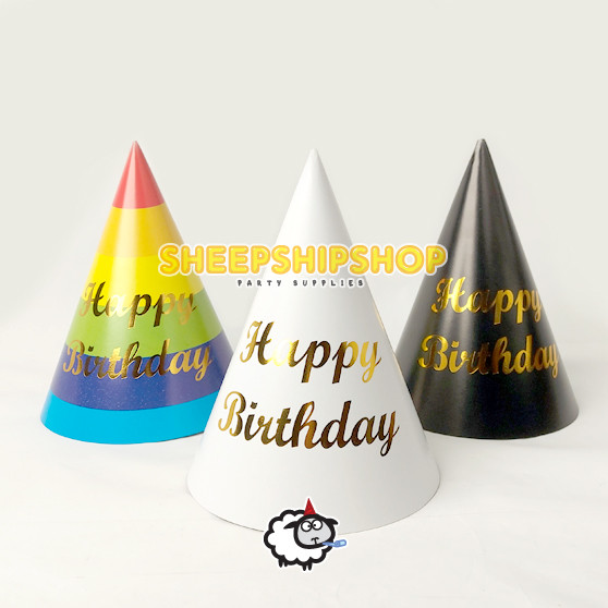 Jual TOPI KERUCUT FOIL GOLD HAPPY BIRTHDAY | Shopee Indonesia