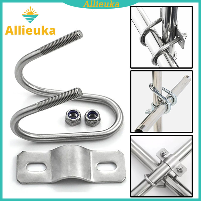 Jual Allieuka Klem Pipa Plat Besi Seng Clamp M8 Double U-Shaped Cross ...