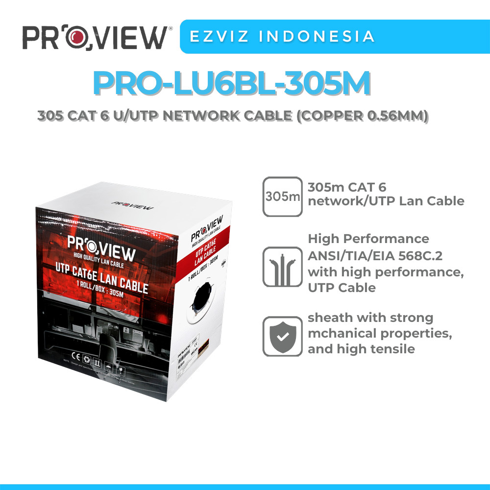 Jual PROVIEW PRO-LU6BL-305M 305 CAT 6 U/UTP NETWORK CABLE (COPPER 0 ...
