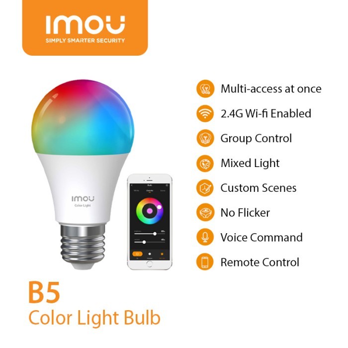Jual IMOU Smart Bulb Lampu LED WiFi / Bluetooth 9W RGB / Multicolor ...