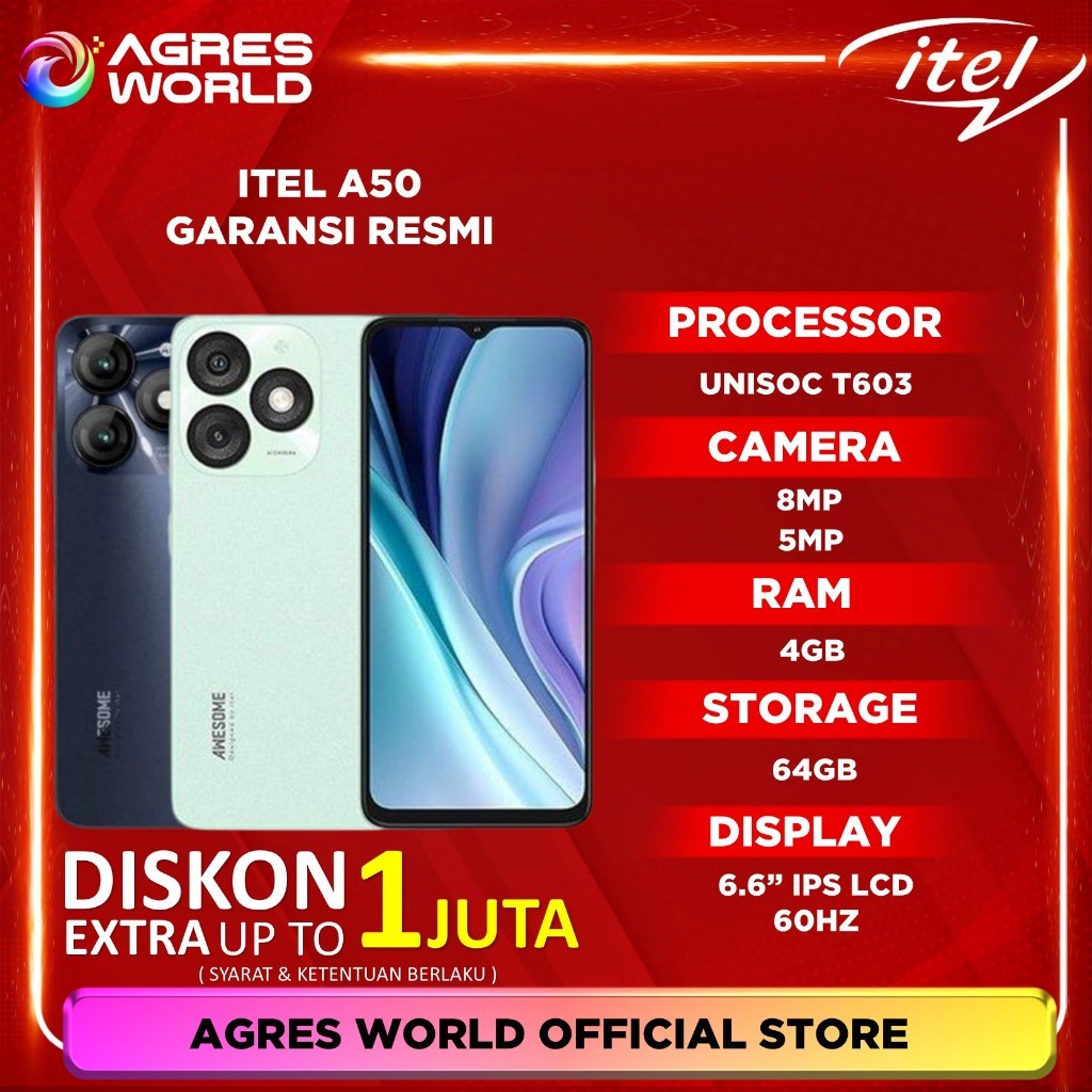 Jual ITEL A50 RAM 4+64GB - 6.6" BIG SCREEN WITH DYNAMIC DISPLAY ...