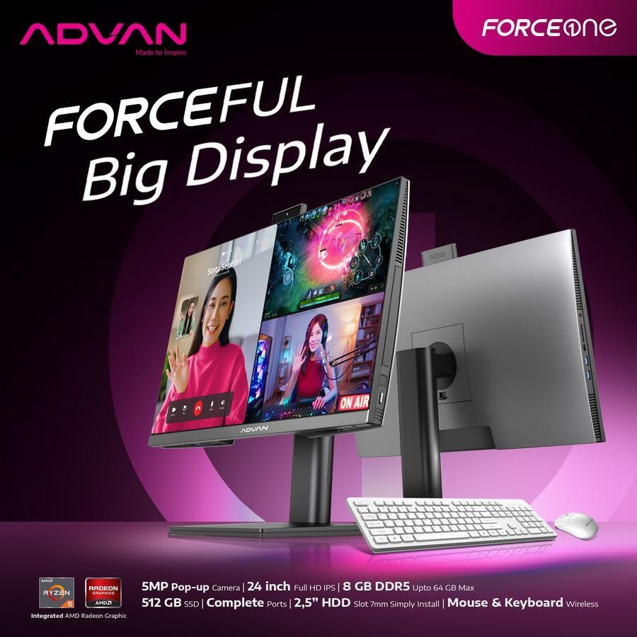 Jual ADVAN AIO ALL IN ONE FORCE ONE PC+MK01 SILVER AMD RYZEN 5-6600H ...