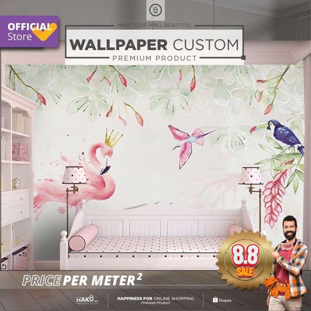 Jual Wallpaper Custom Kamar Anak | Gambar Burung Flaminggo 2.1 ...