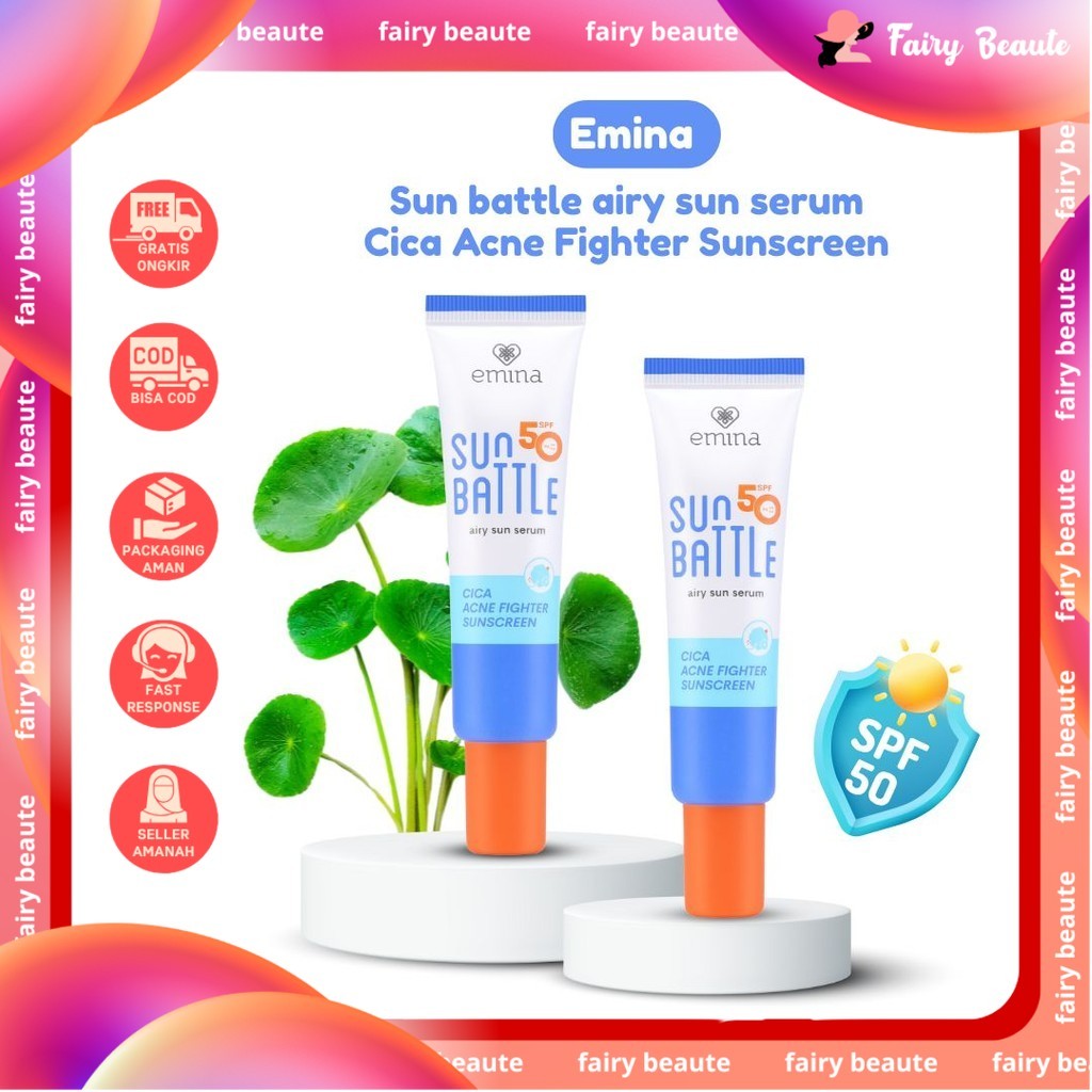 Jual Emina Sun Battle Spf 50 Pa++++ Cica Acne Fighter Sunscreen BPOM ...