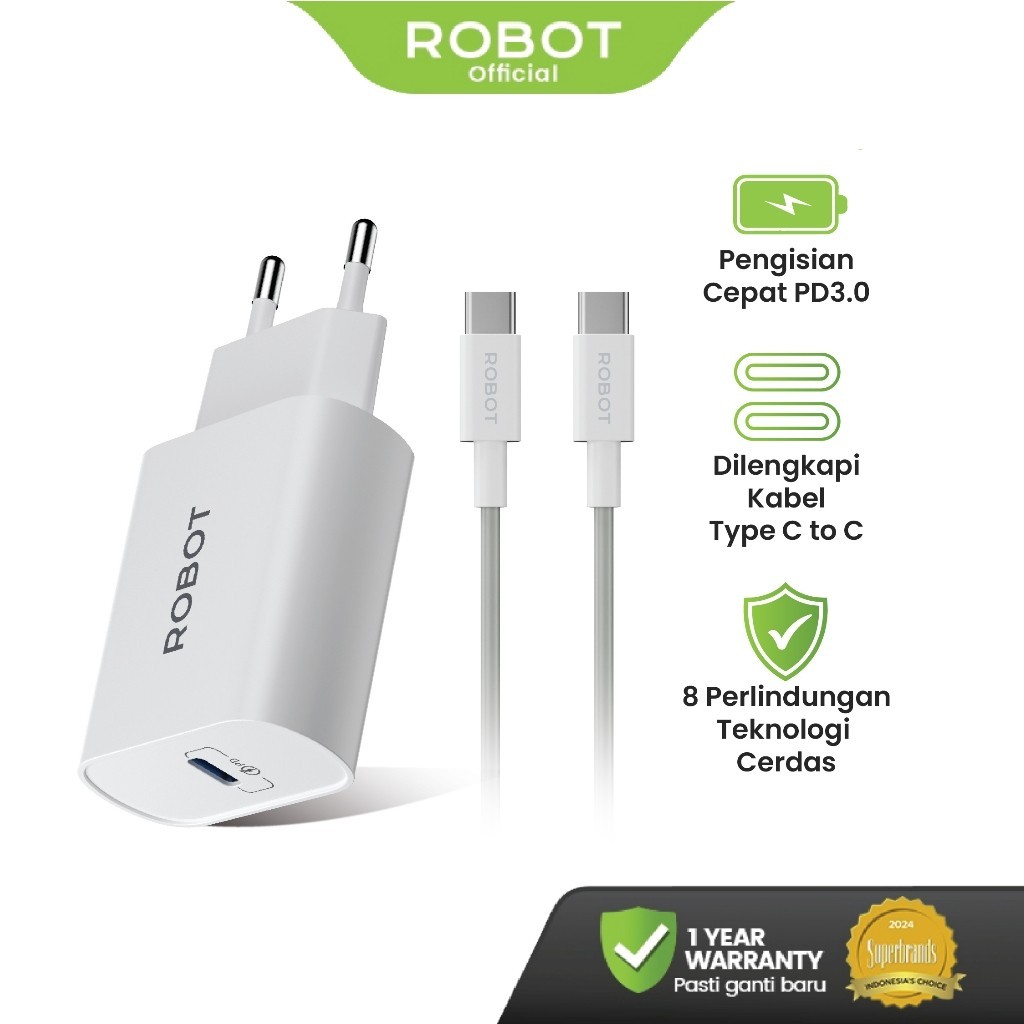 Jual ROBOT RT-L6C Adaptor Charger Fast Charging 20W PD 3.0 USB C Free ...