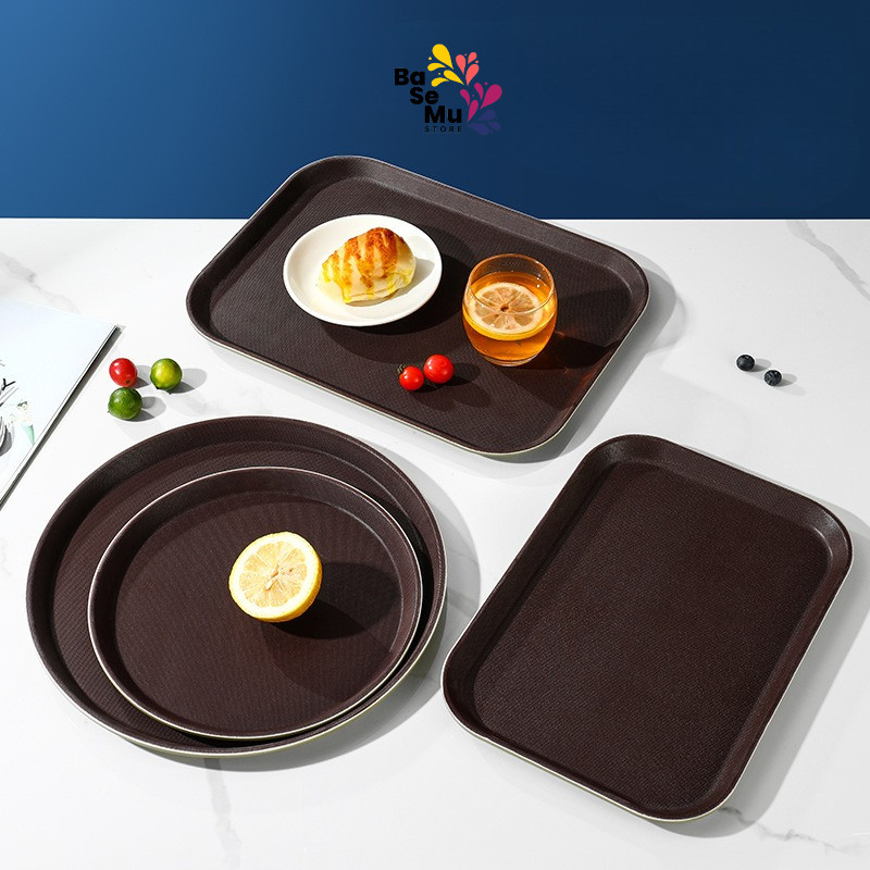 Jual Nampan Saji Hotel Anti Slip Tray Bulat Alas Karet Cafe Restoran ...