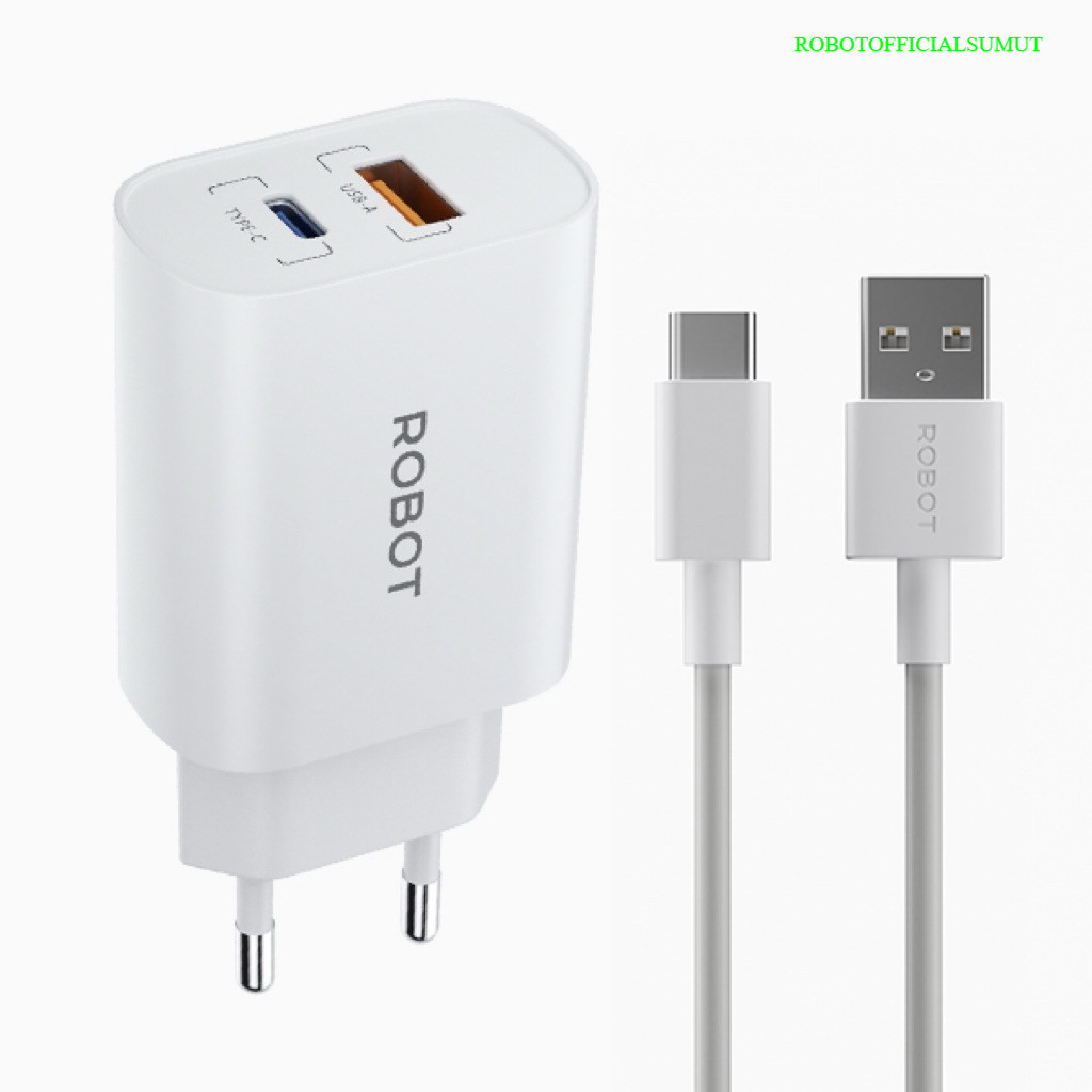 Jual ROBOT RT-UC2 Dual Port Fast Charger Suit Fast Charging 30W Battery ...