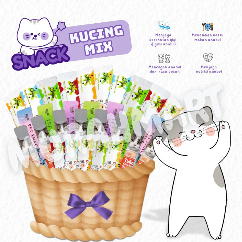 Jual Snack Kucing Mix isi 50 pcs /Strip Kucing Kecil / Cemilan Kucing ...