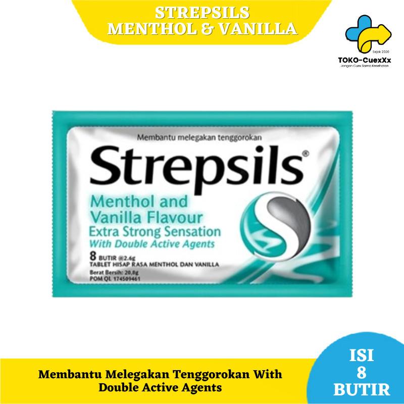 Jual Permen Strepsils Menthol & Vanilla Extra Strong Isi 8 Butir Pelega ...