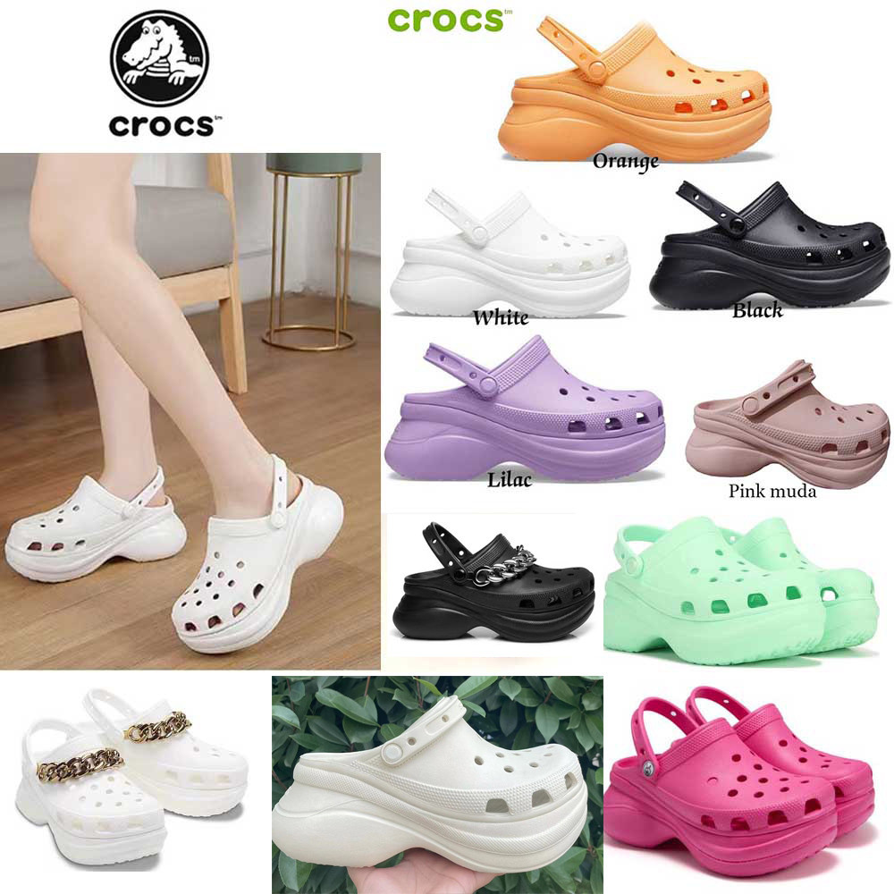 Jual Classic Bae Clog Crocs Sandal wanita platform Chain Embellished ...