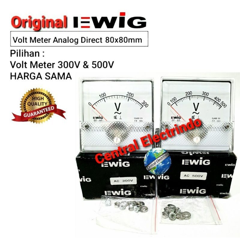 Jual Volt Meter Analog EWIG 300V & 500V 80x80mm. | Shopee Indonesia