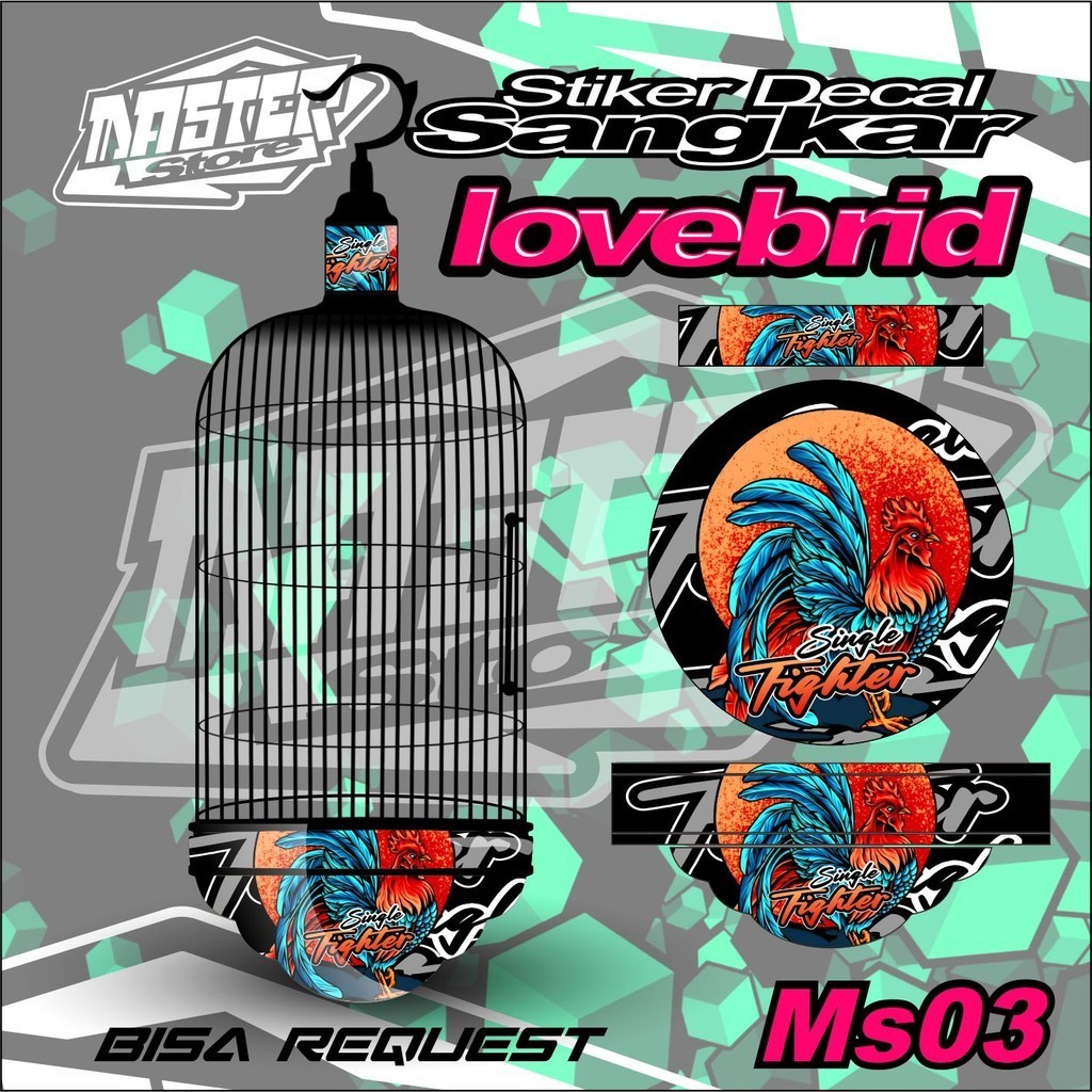 Jual Stiker Decal sangkar Burung Lovebird Decal Tebok Love Bird Kandang ...