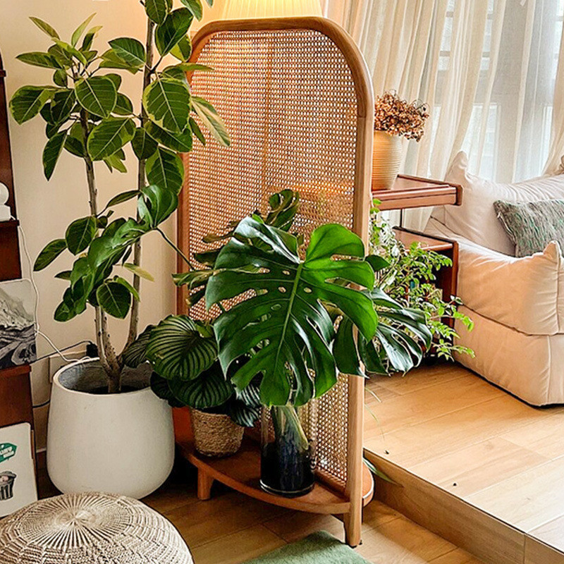 Jual Internet celebrity solid wood rattan screen partition B&B movable ...