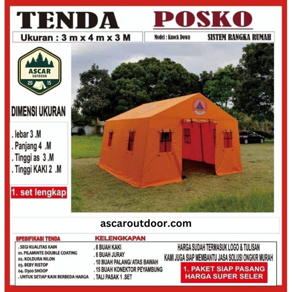 Jual Tenda Posko siaga UK 4M x 6M x 3M BNPB BPBD BASARNAS | Shopee ...