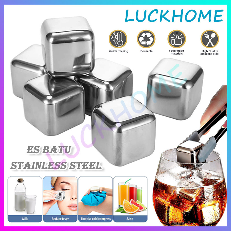 Jual Es Batu Stainless Steel Reusable Ice Cube Reusable Stainless Steel ...