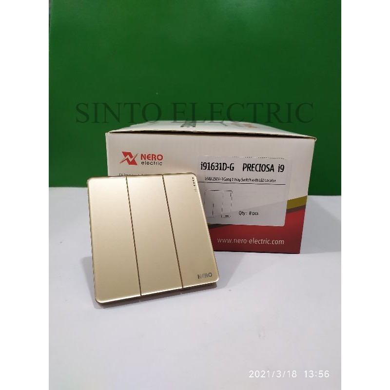 Jual NERO Preciosa Gold Saklar 3 Gang 1 Way Saklar Triple 1 Arah ...