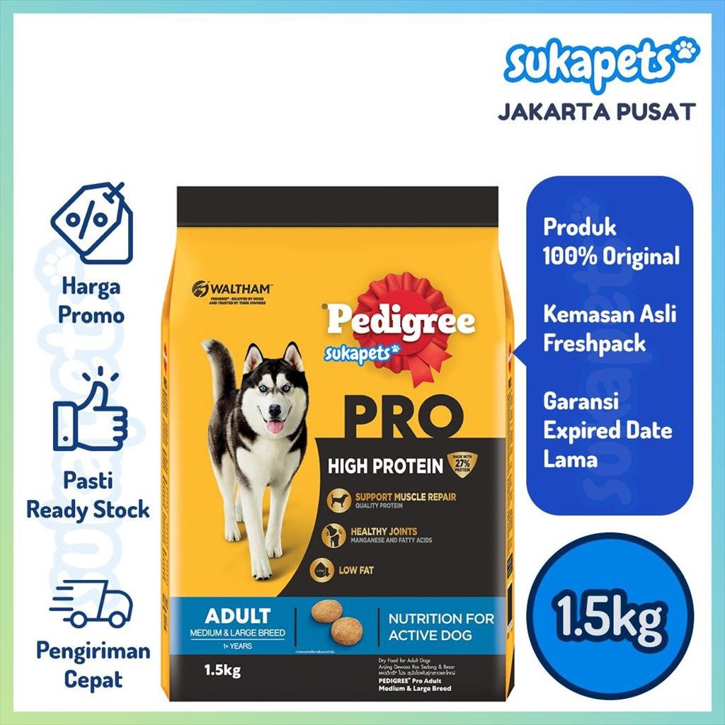 Jual Pedigree Pro High Protein Adult Medium & Large Breed 1.5kg ...