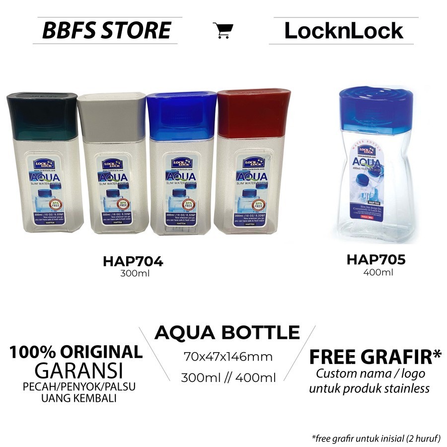 Jual Lock n Lock Botol Minum Slim 300ml HAP704 Biru Merah Aqua Water ...
