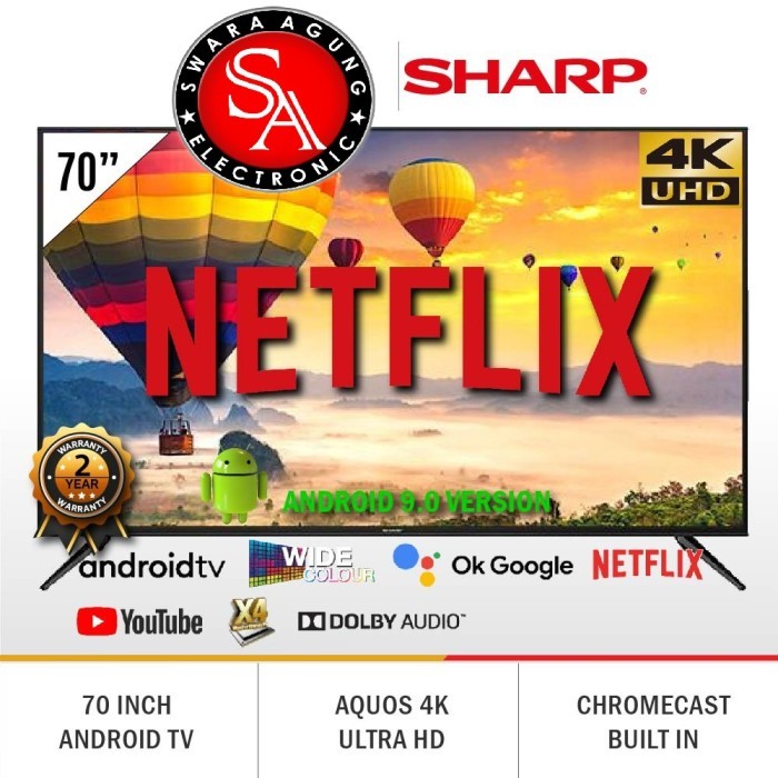 Jual Led UHD 4K Android TV 70 Inch SHARP Type: 4T-C70CK3X (Khusus Medan ...