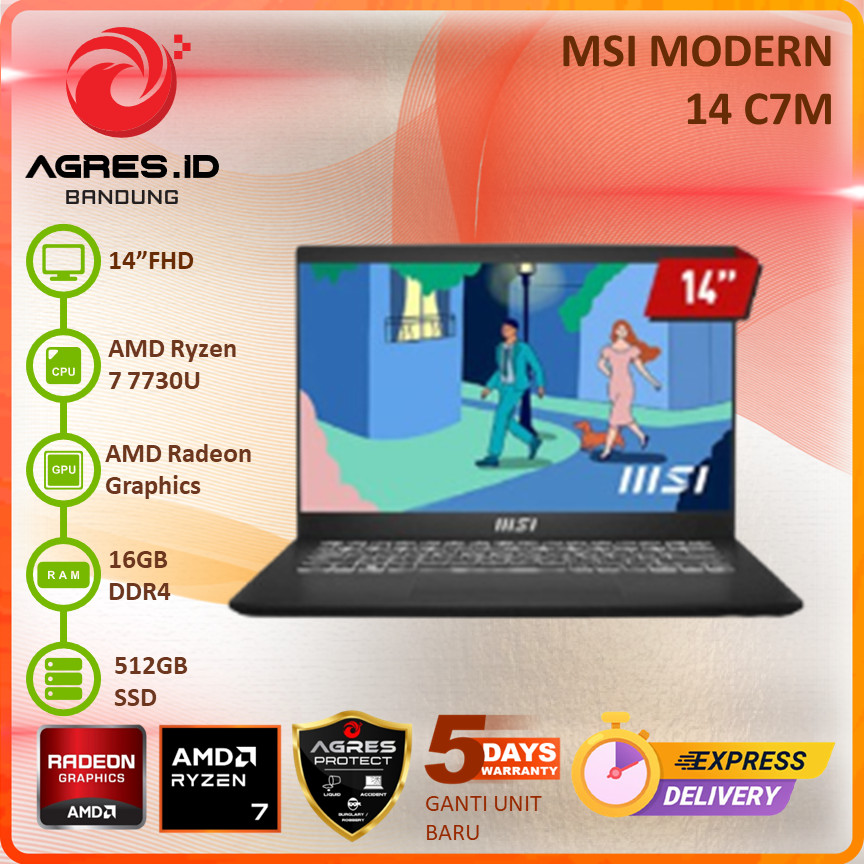 Jual MSI MODERN 14 C7M RYZEN 7 7730U 16GB 512GB 14" FHD IPS | Shopee Indonesia