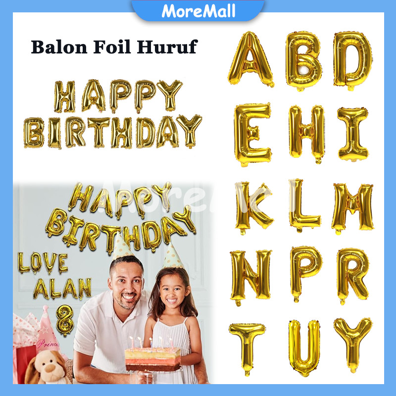 Jual Balon Huruf/Balon Foil Huruf Gold 40cm | Shopee Indonesia