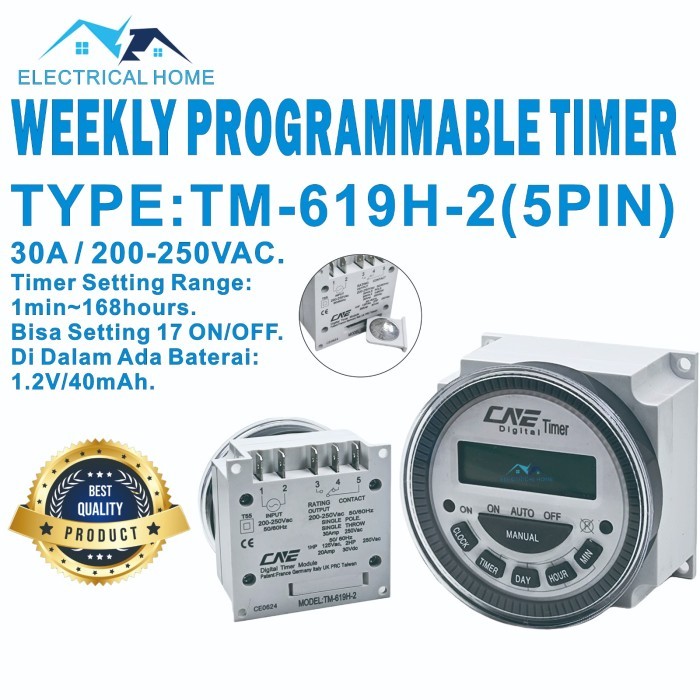 Jual Digital Timer Programmable Controller Tm 619h 2 Timer Switch 5 Pin