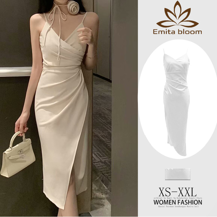 Jual EMITA BLOOM dress tanpa lengan cantik Pas Body dress pantai putih ...