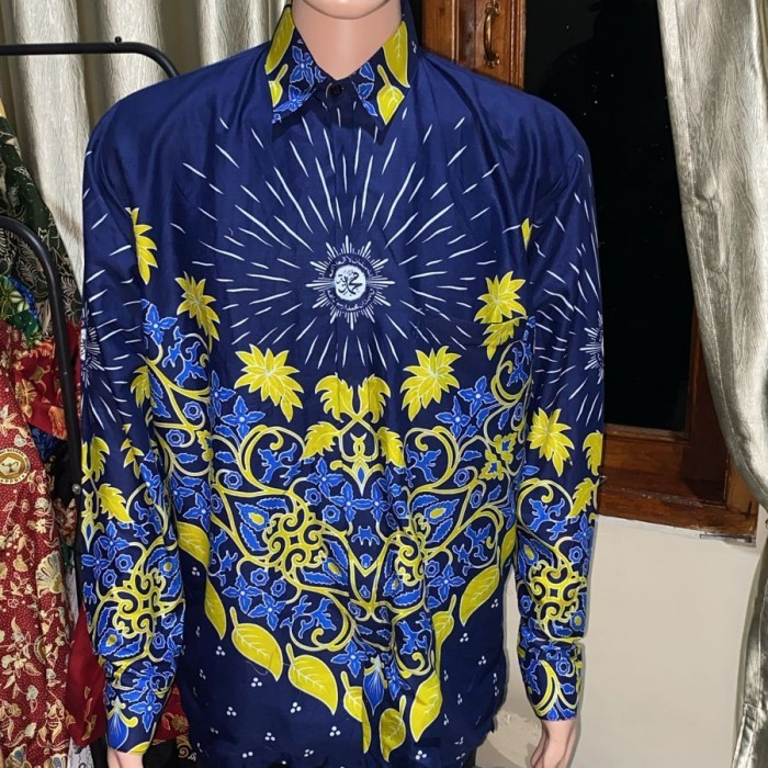 Jual SERAGAM BATIK MUHAMMADIYAH MOTIF BIRU KUNING LAPIS FURING REGULER ...
